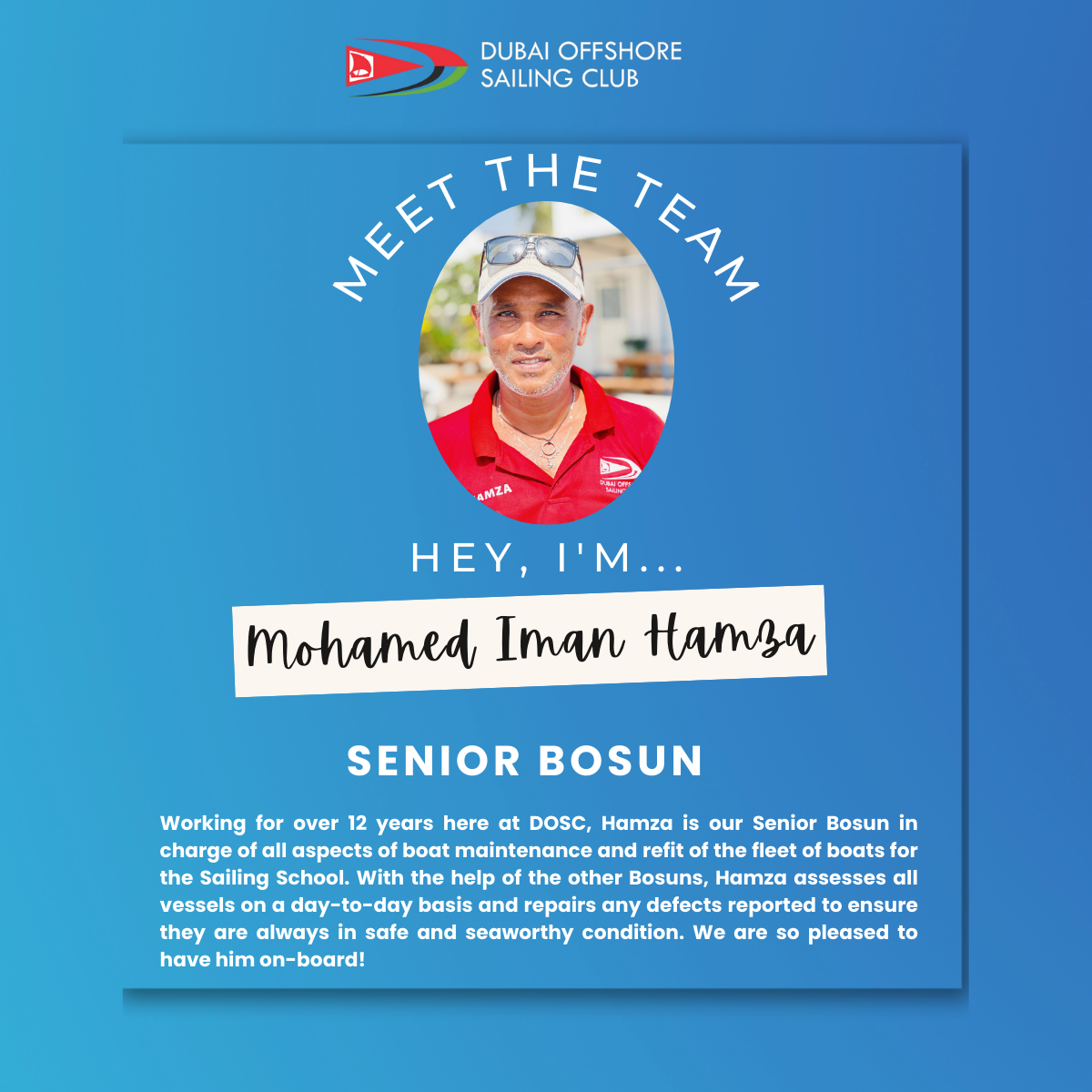 Meet Our Senior Bosun | Mohamed Iman Hamza – Dubai Offshore Sailing Club