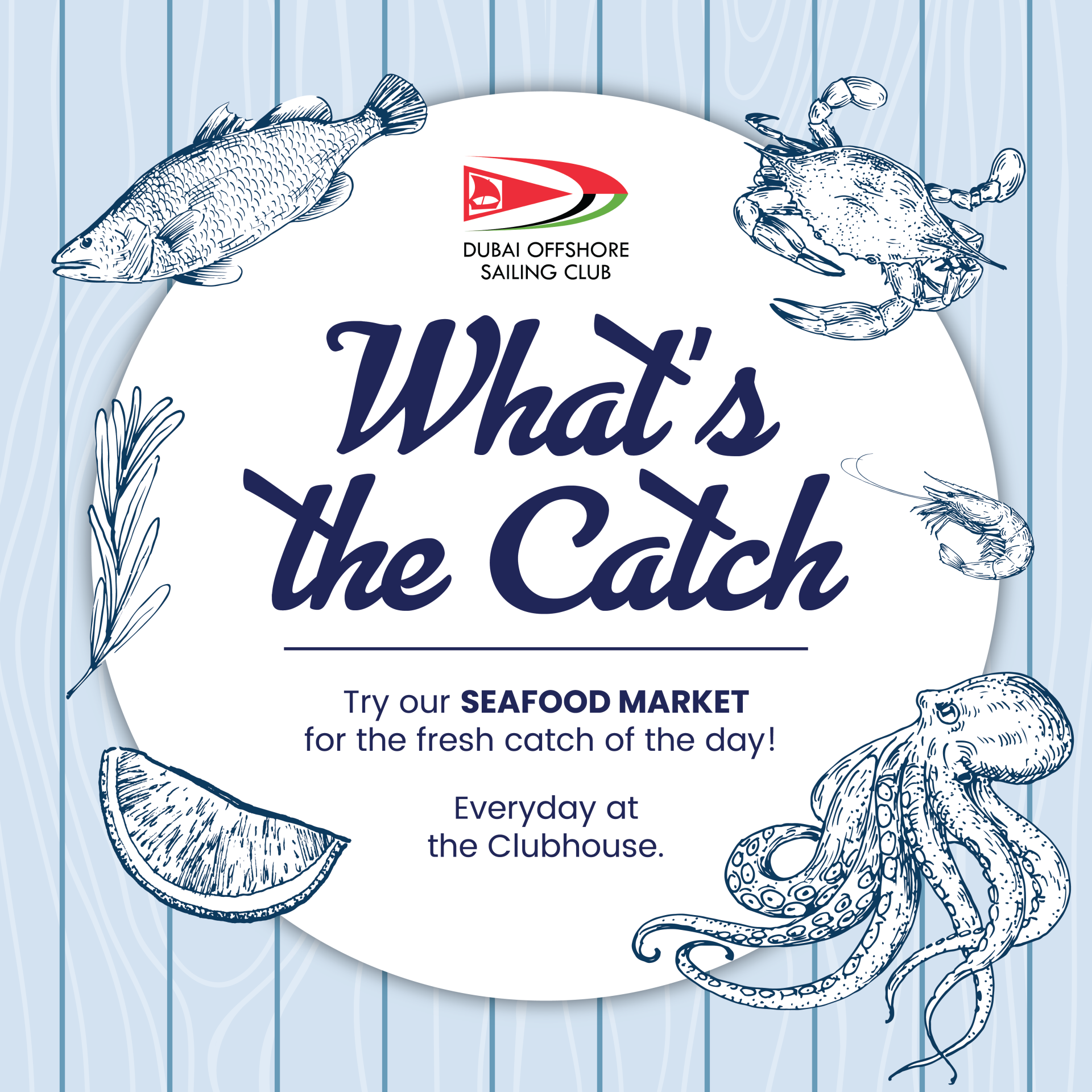 Seafood Market | Everyday at the Clubhouse – Dubai Offshore Sailing Club