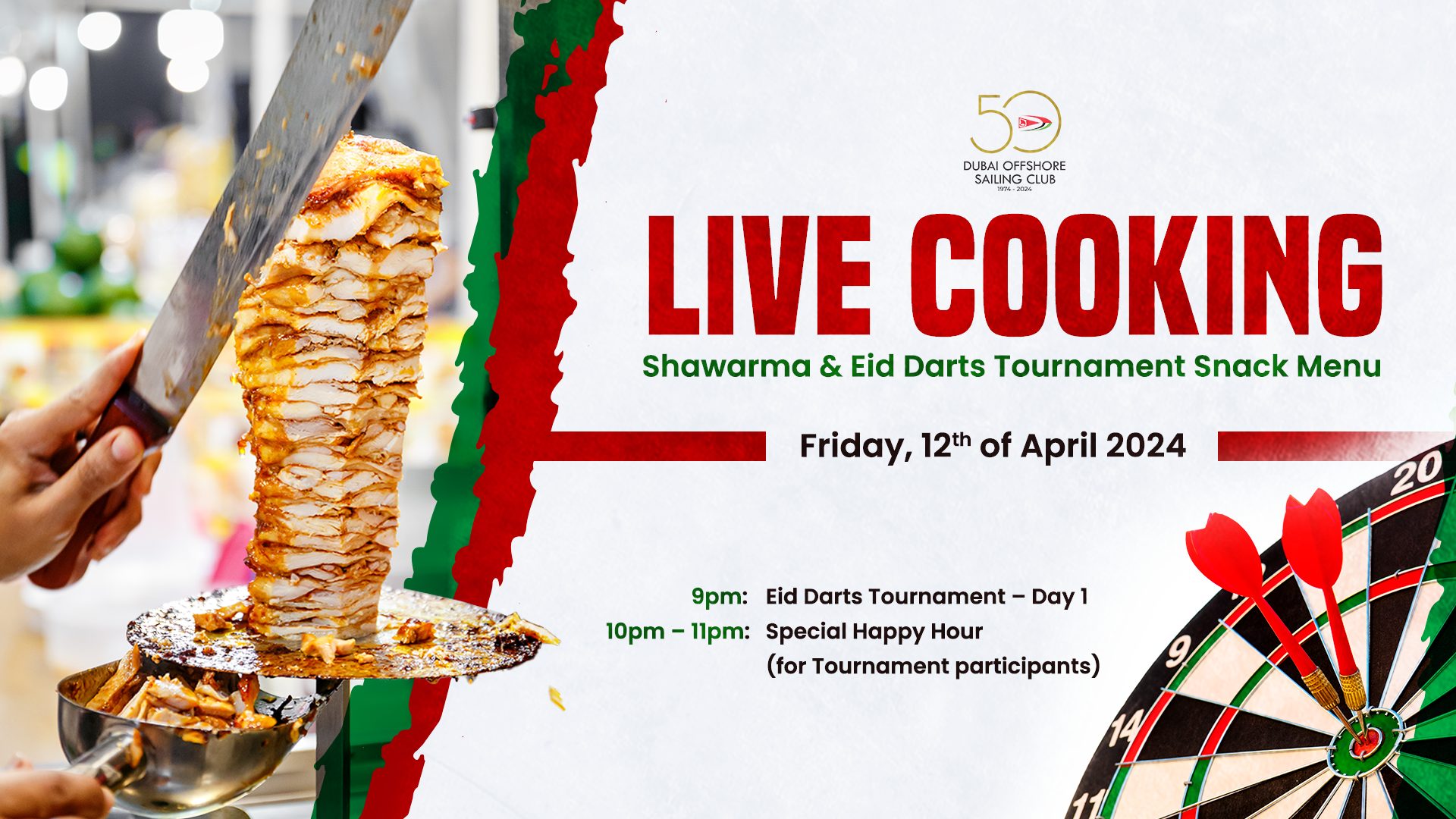 Live Cooking – Shawarma & Eid Darts Tournament Snack Menu | Friday ...